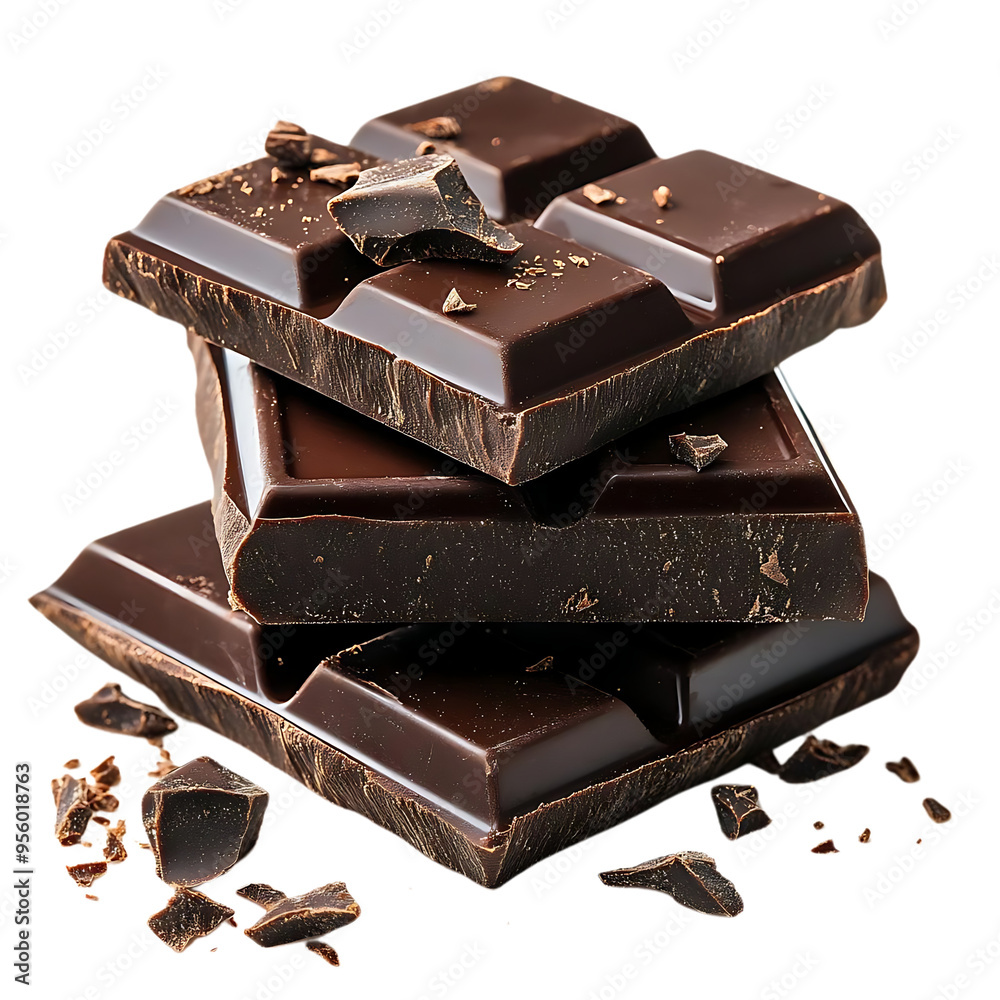 Dark Chocolate Bars Stacked with a Transparent Background, Perfectly ...