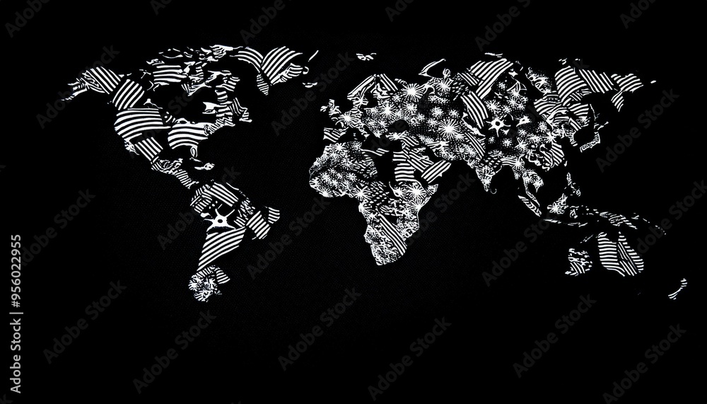 world map on black background, set of colorful screens, wallpaper ...