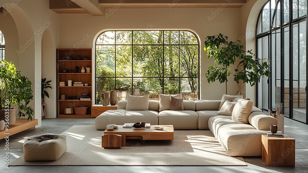 Scandinavian living room with a clutter-free design, hidden storage ...