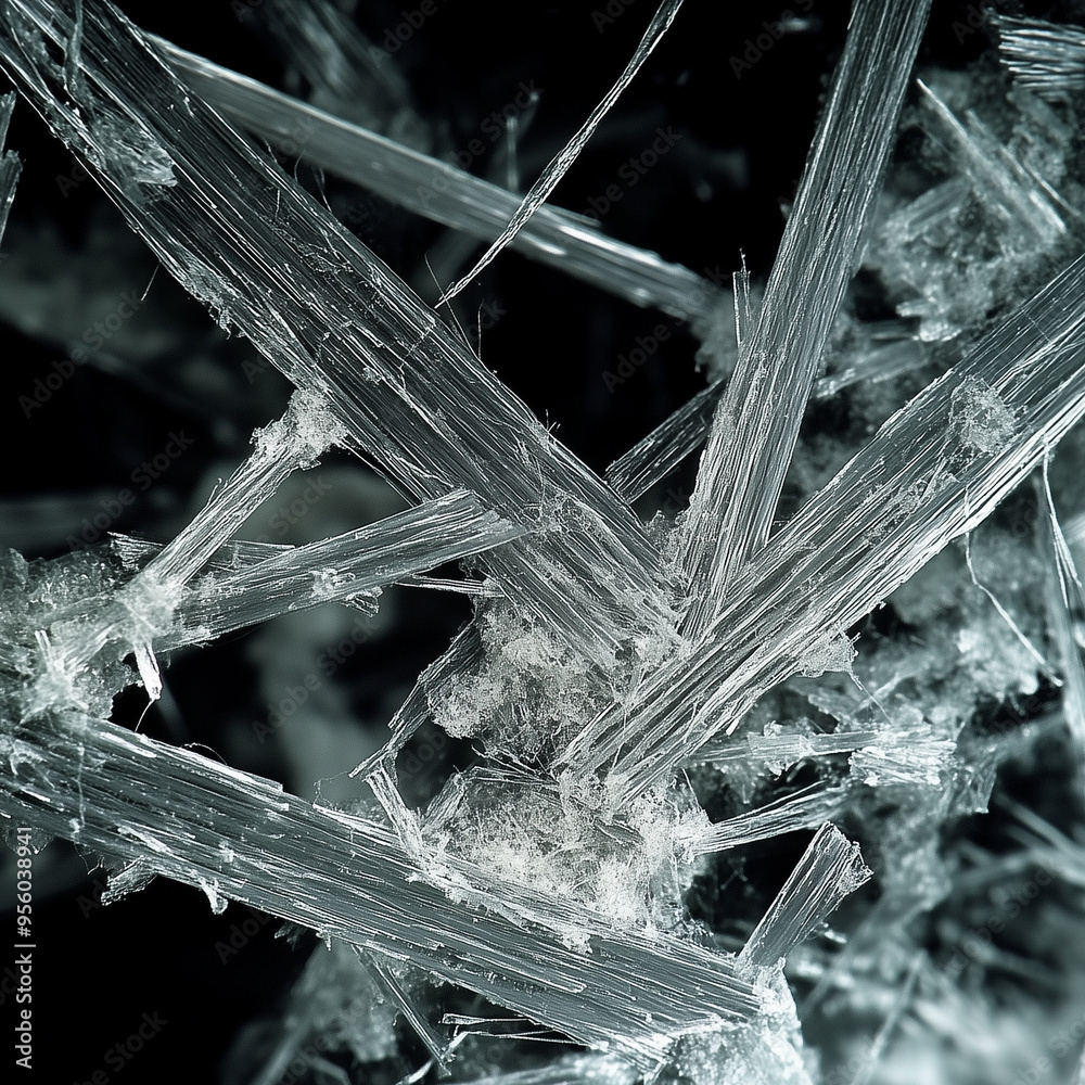 Detailed Analysis of Asbestos Chrysotile Fibers Under Microscope for ...