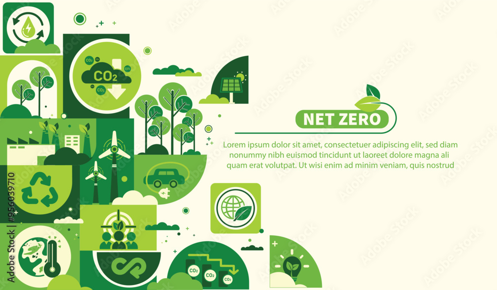 Net zero and carbon neutral concept. Net zero greenhouse gas emissions ...