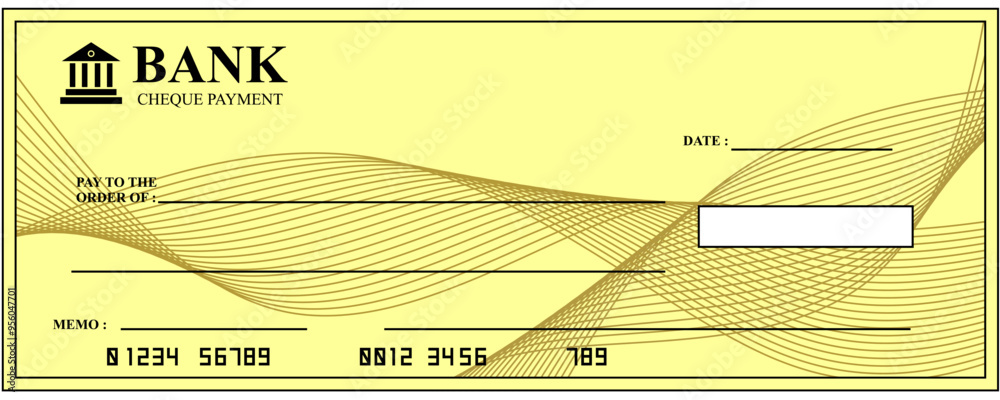 Editable blank Bank check, money cheque, checkbook template Finance ...