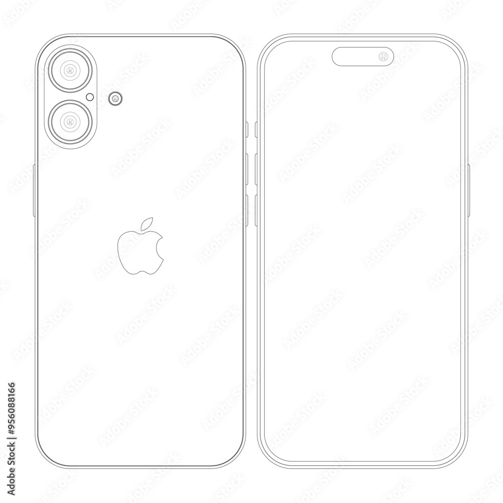 iPhone 16 line mock up. Apple smartphone. Vector isolated editorial ...