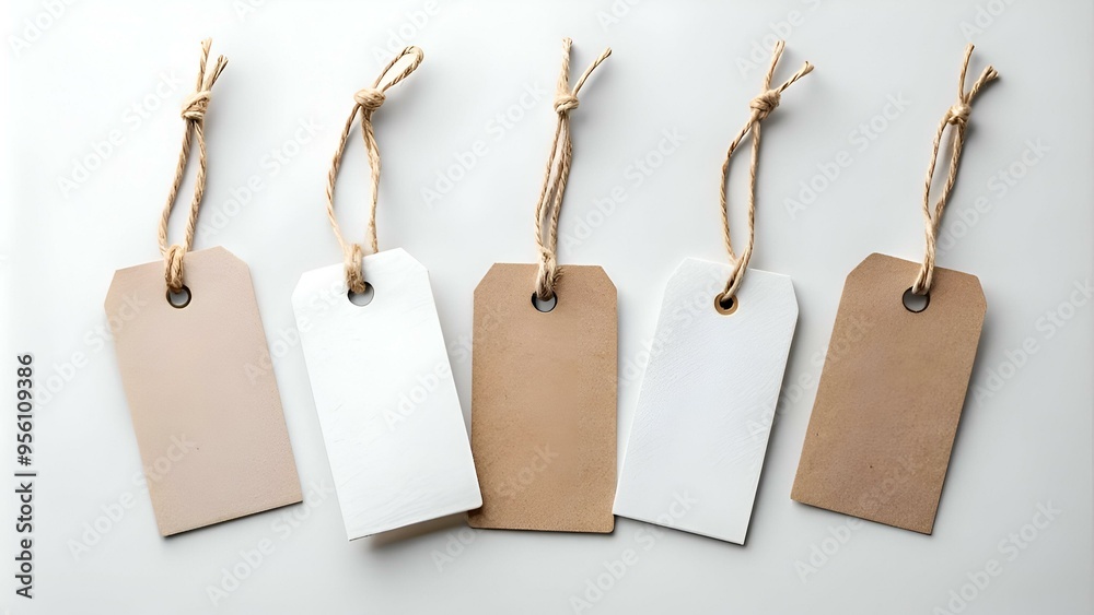 Five blank kraft paper tags with twine. perfect for adding a rustic ...