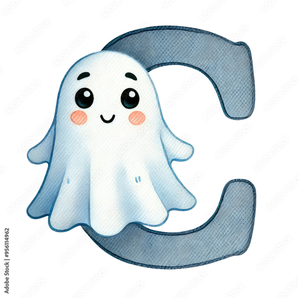 ghost alphabet, Halloween a-z letters decorated with cute ghost, for ...