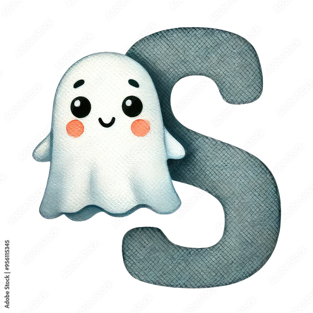 ghost alphabet, Halloween a-z letters decorated with cute ghost, for ...
