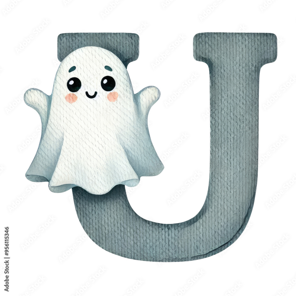 ghost alphabet, Halloween a-z letters decorated with cute ghost, for ...