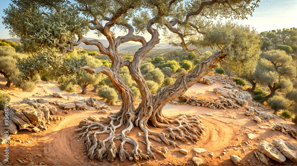 Ancient Olive Tree. A breathtaking image of an ancient olive tree, its ...