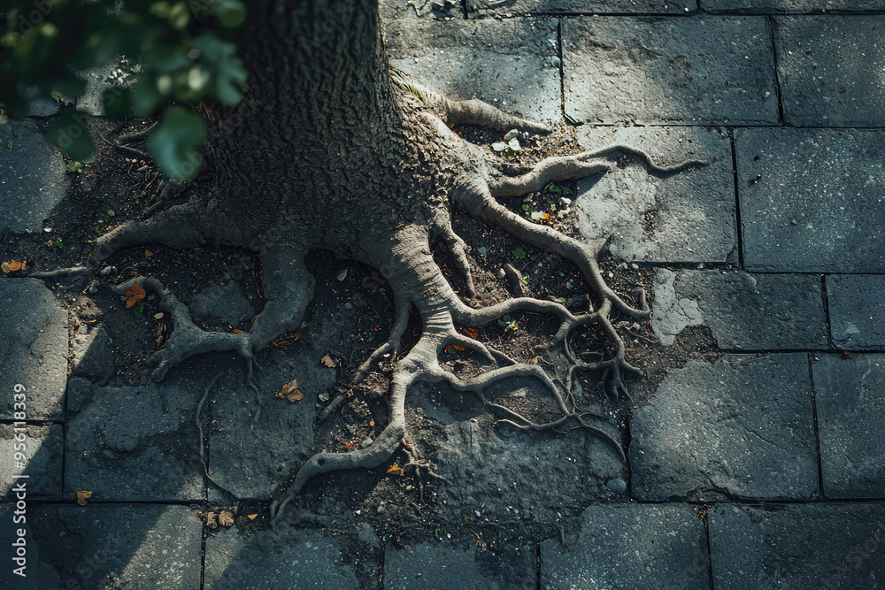 Nature's Resilience: Tree Roots Breaking Through Concrete Pavement ...