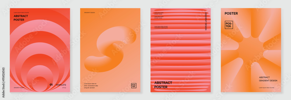 Collection of 70s color gradient poster background vector. Set of retro ...