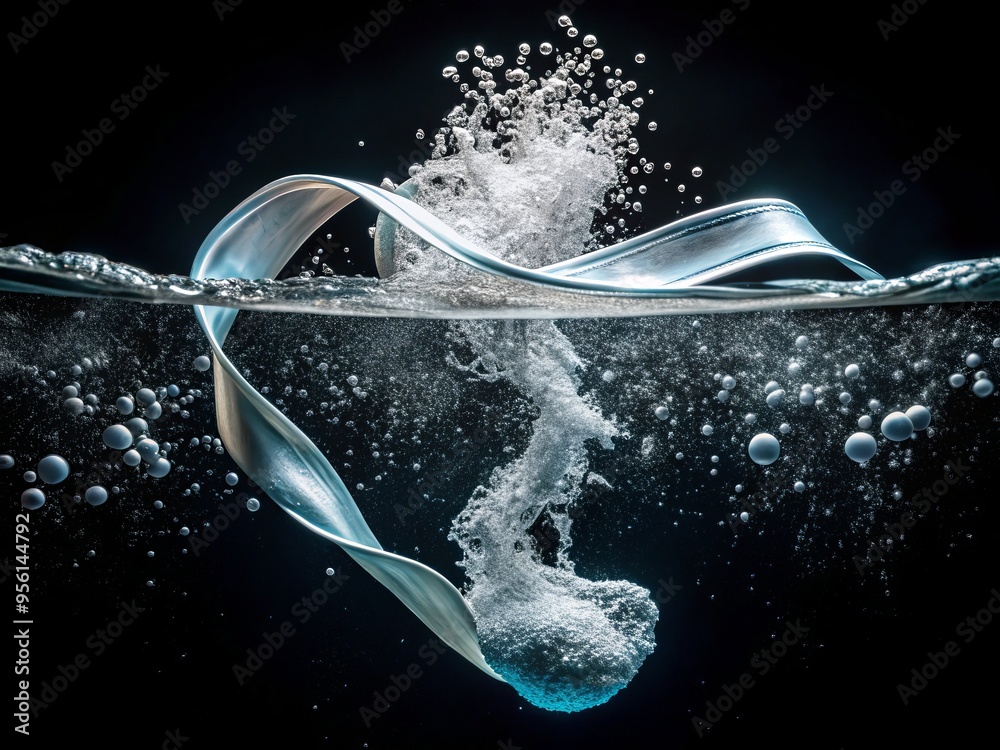 Magnesium ribbon meets water, yielding hydrogen gas bubbles that ...