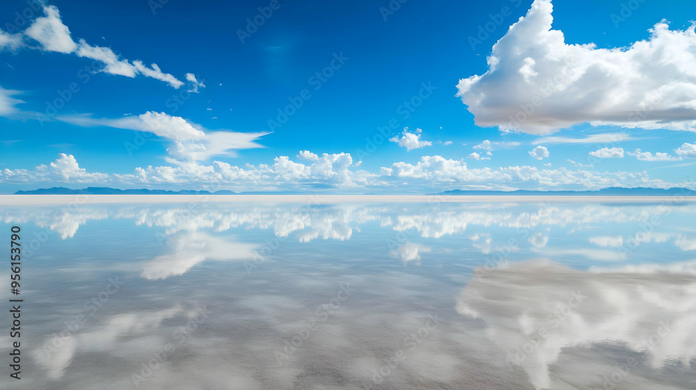 The drone captures a vast salt flat, where the ground is covered in a ...
