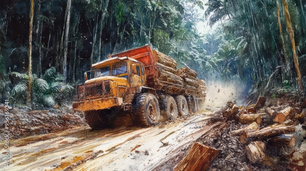 Vanishing Rainforest Wonders: Logging Trucks Taking Ancient Trees ...