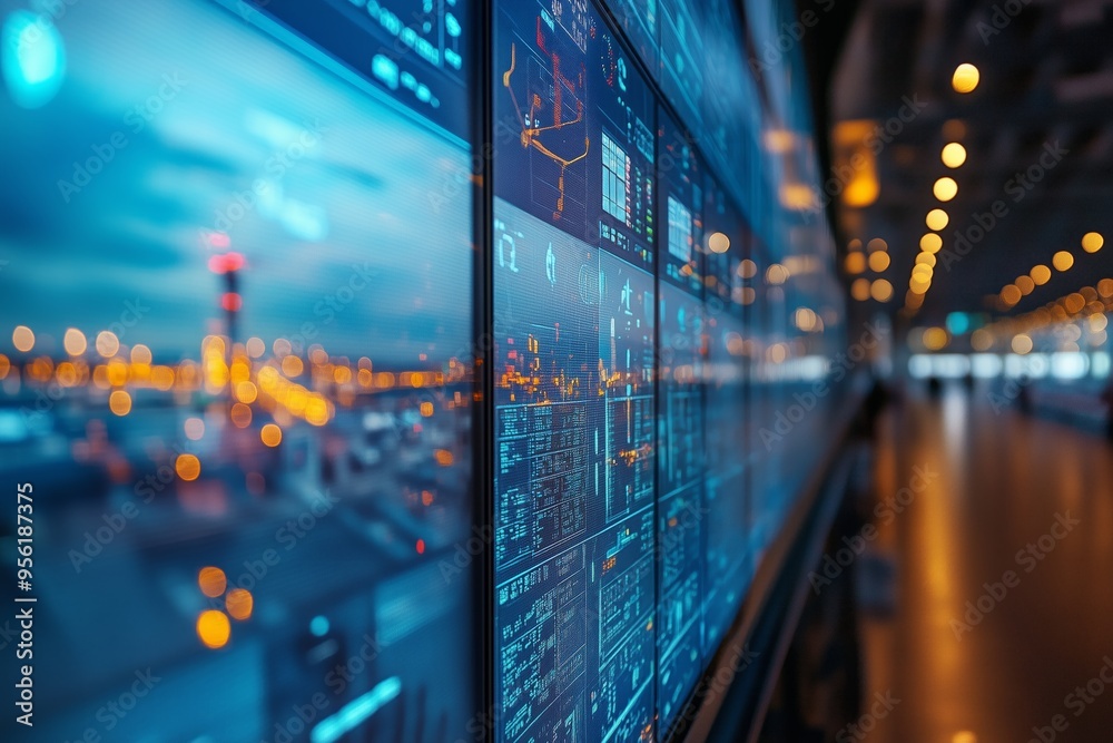 Airport Air Traffic Control Radar map grid digital technology for ...