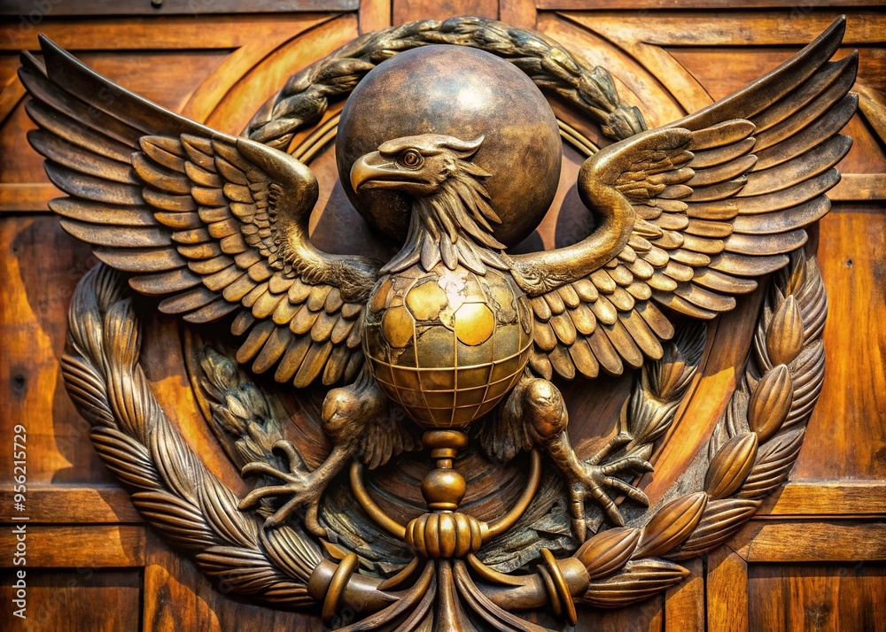 A bronze emblem glows with honor and strength, an eagle poised atop a ...