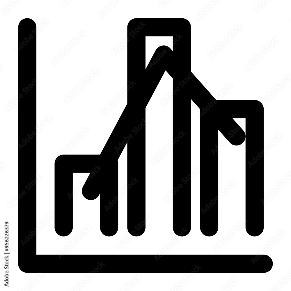 combo, bar, line, combination, chart, graph, diagram outline icon Stock ...