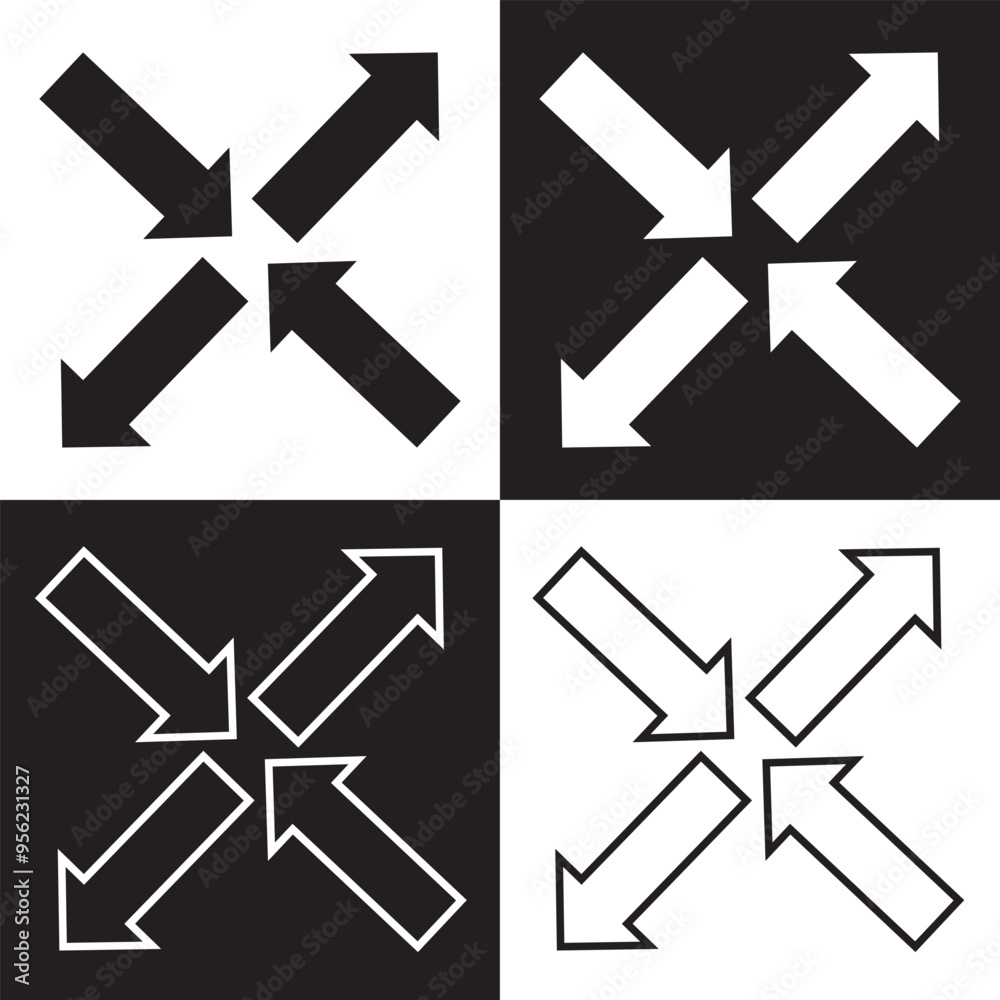 Four arrows icon. Different direction. Navigation concept. Cursor sign ...