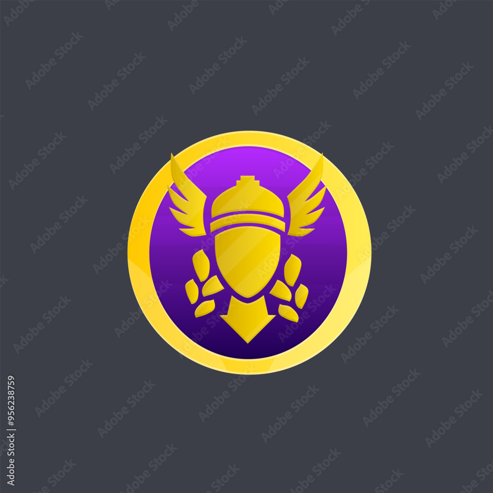 Coin Medal Achievement Icon Badge Golden Game UI Logo Element Valkyrie ...