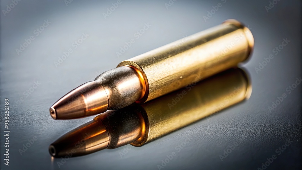 Close-up shot of bullets being prepared for reloading with focus on ...