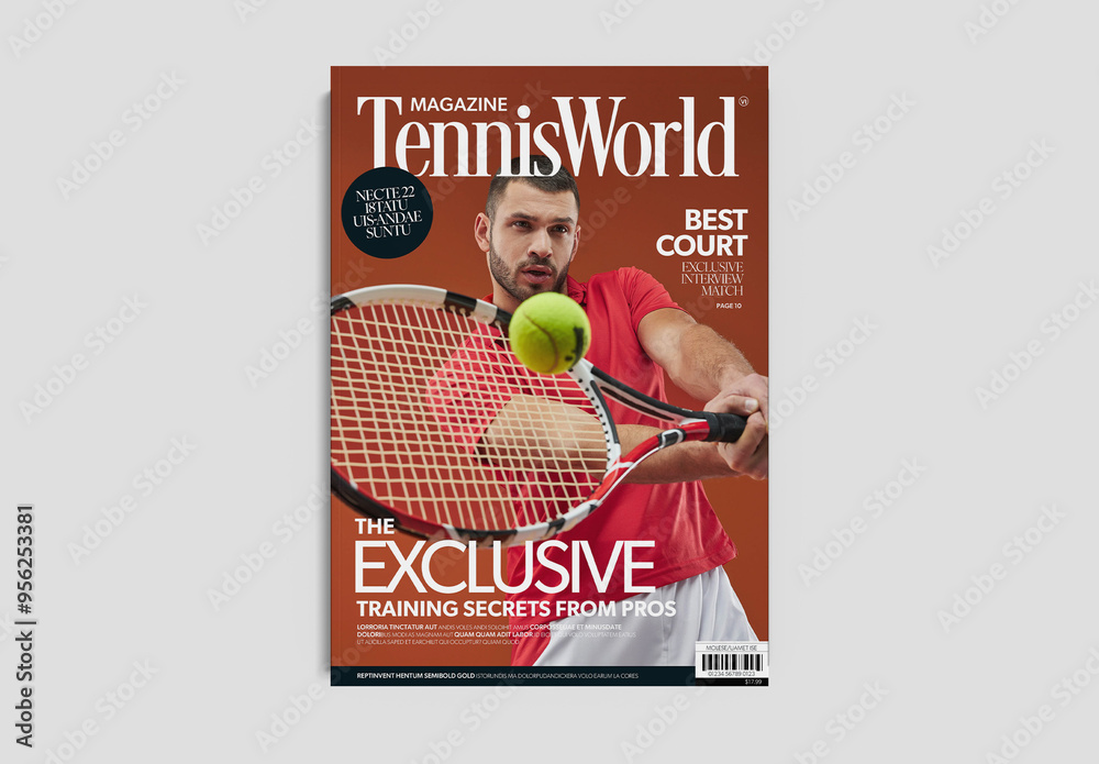 Tennis Sport Magazine Cover Layout Stock Template | Adobe Stock