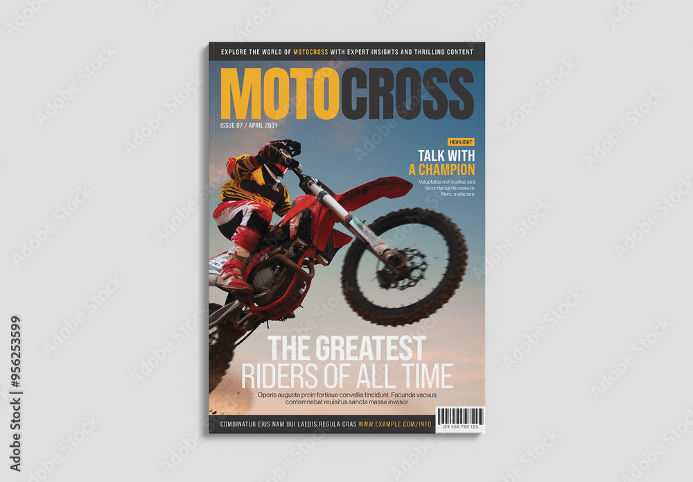 Magazine Cover Layout with Motorbike Motorcycle Theme Stock Template ...