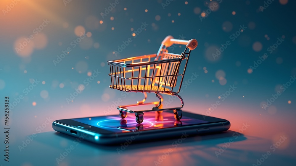 Smartphone Shopping Cart - Mobile E-commerce Convenience, A small ...