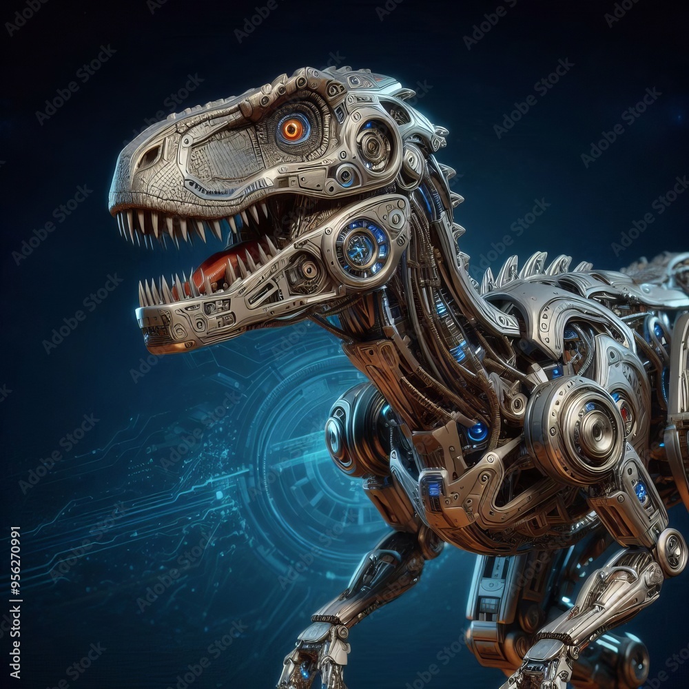 87 Robot Dinosaur A robot dinosaur with a realistic detailed des Stock ...