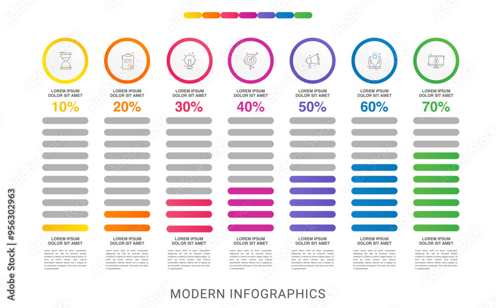Vector infographic design template. Modern concept with seven steps ...