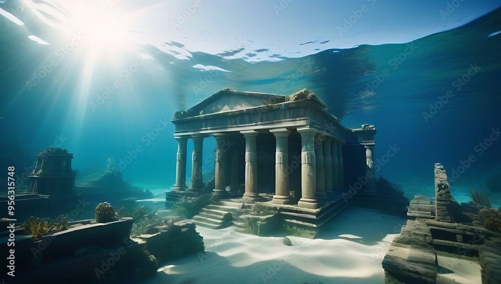 mythical atlantis unearthed revealing ruins sunken city showcasing ...