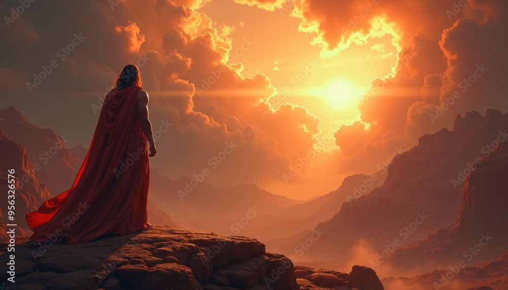 Majestic view of Moses receiving the Ten Commandments on Mount Sinai ...