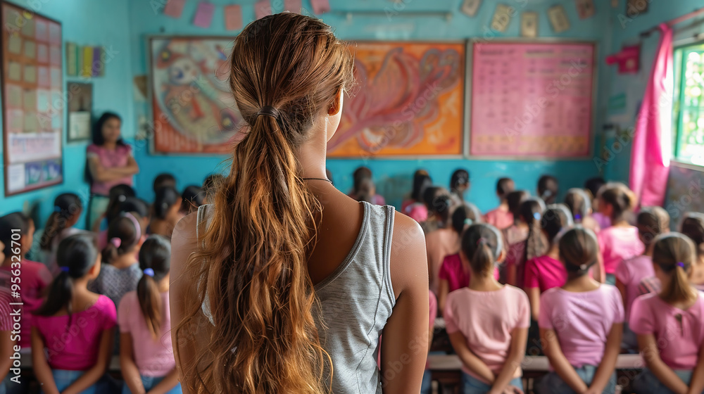 Menstrual health education workshop or classroom session, with women ...