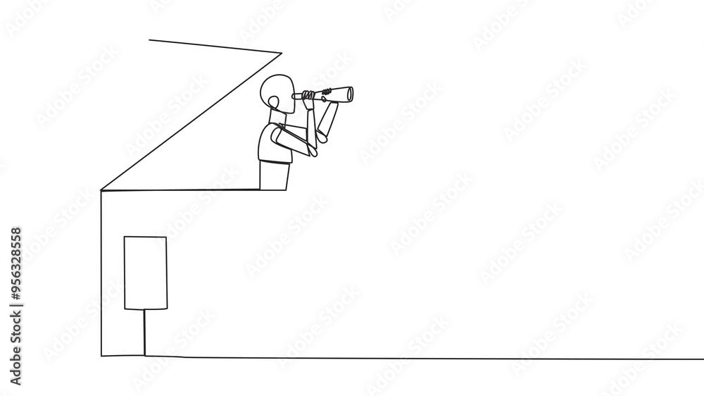 Self drawing animation of continuous one line drawing a smart robot ...