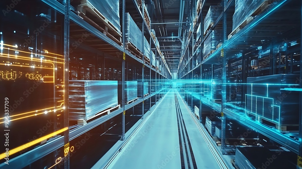 Warehouse with Automated Storage and Retrieval System (ASRS) and ...