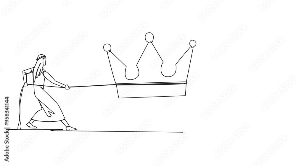 Self drawing animation of continuous one line drawing two Arabian ...