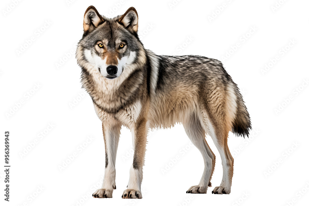 Fierce red wolf isolated on transparent background for wildlife ...