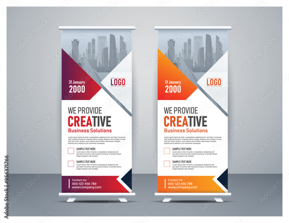 Corporate Roll Up Banner template design. Modern roll up vector layout ...