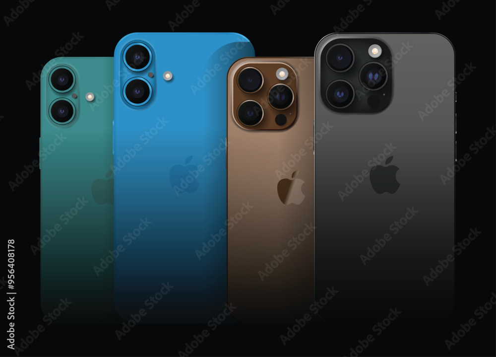 New iPhone 16 Pro Mockup in Multiple Colors. A detailed mockup of the ...
