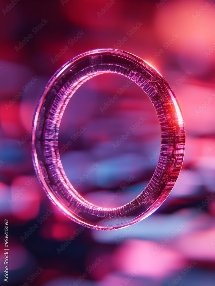 Holographic medal with glowing edges floating in midair futuristic ...