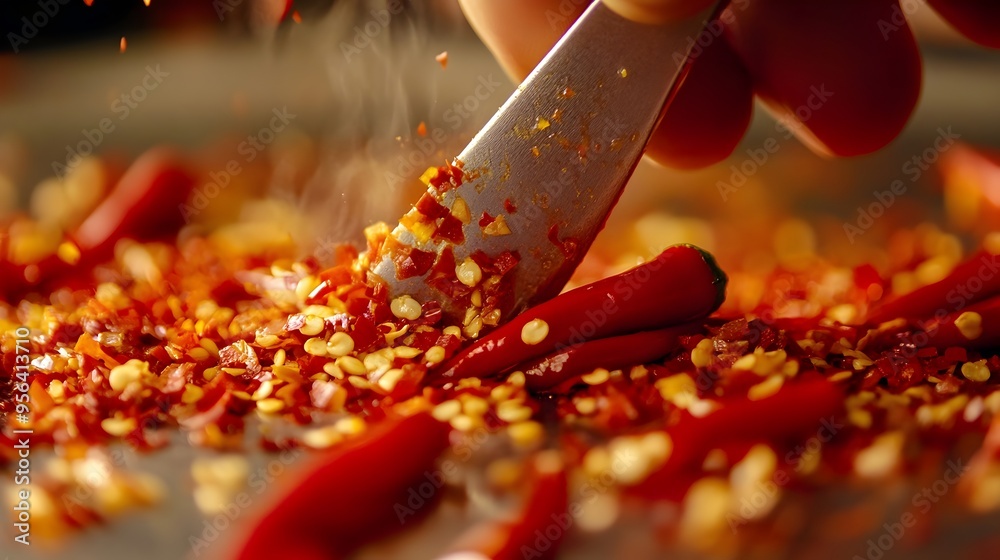 Macro photography capturing the intricate details of a finely chopped ...