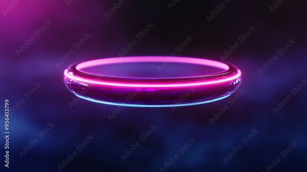 Holographic medal with glowing edges floating in midair futuristic ...