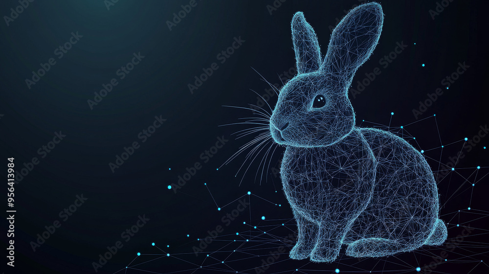Ilustracja Stock: This illustration features a rabbit rendered in a ...