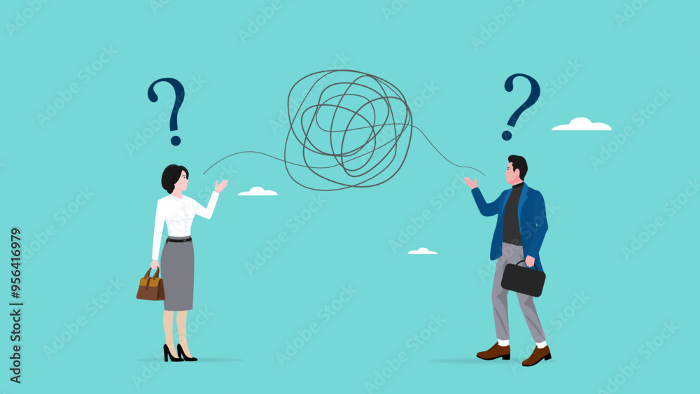 Communication problem or conflict opinion, misunderstanding or ...