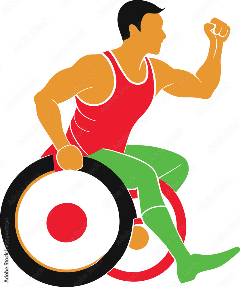 Vector illustration of Paralympics icon featuring an athlete in action ...
