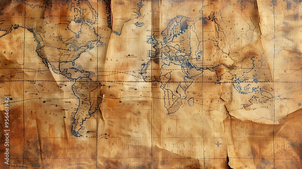 Vintage map textures and overlays, aged paper look, Stock Illustration ...