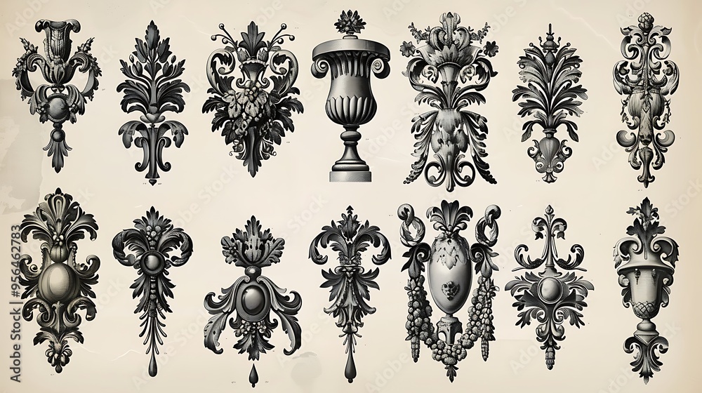 Vintage engraving effect brushes for Illustrator, Stock Illustration ...