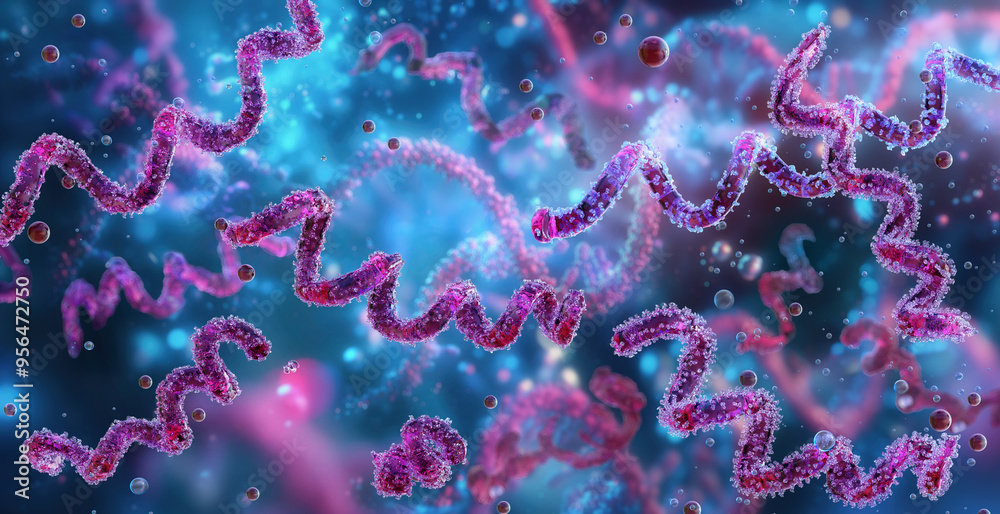 Syphilis bacterium Treponema pallidum, corkscrew-shaped. Pathogenic ...