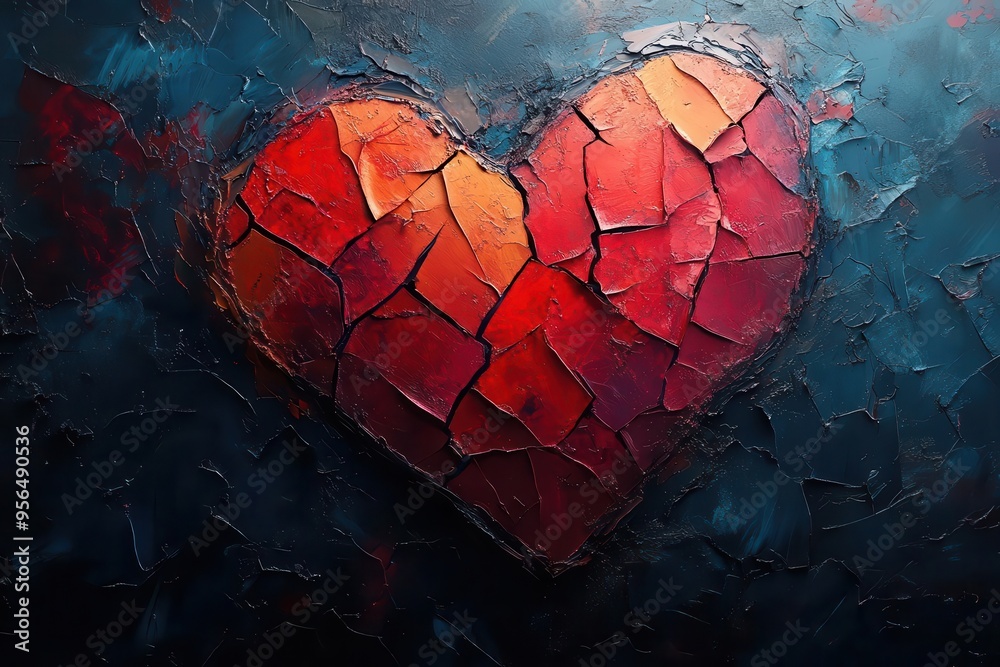 abstract depiction of heartbreak using shattered glass heart vibrant ...