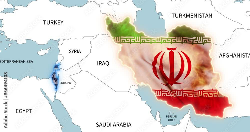 Map of the Middle East. Crisis between Israel, Lebanon and Iran, map of ...