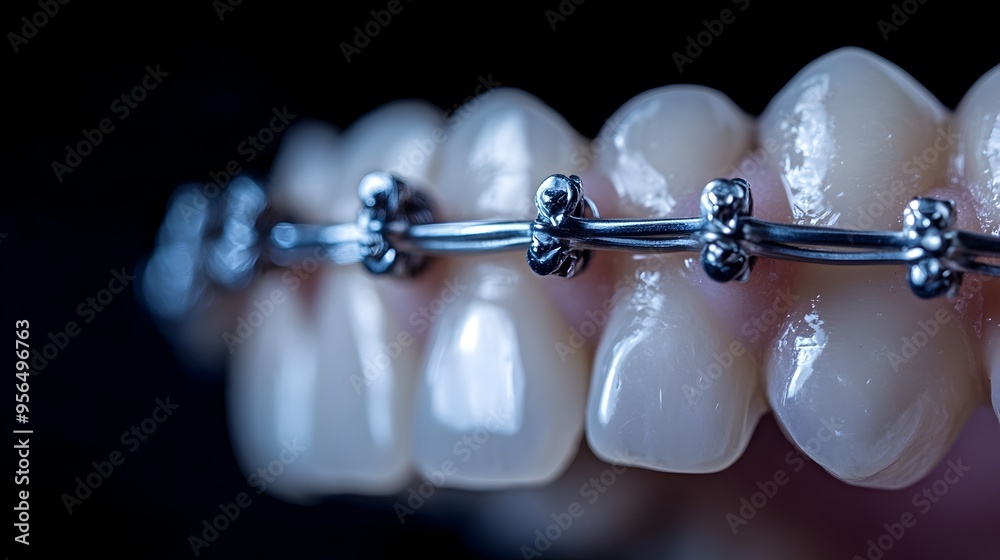 Macro Photography of Intricate Metal Dental Braces Highlighting the ...