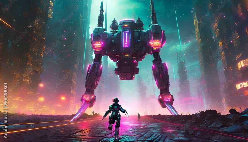 RPG Game Concept of Detailed catastrophic inside game army versus giant ...